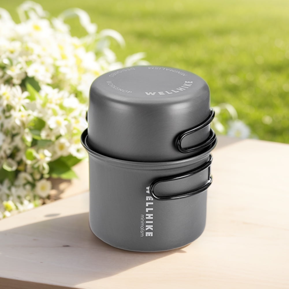 HIPKZ 2Pcs Camping Cookware Pot with Handle Ultralight Outdoor Pot ...
