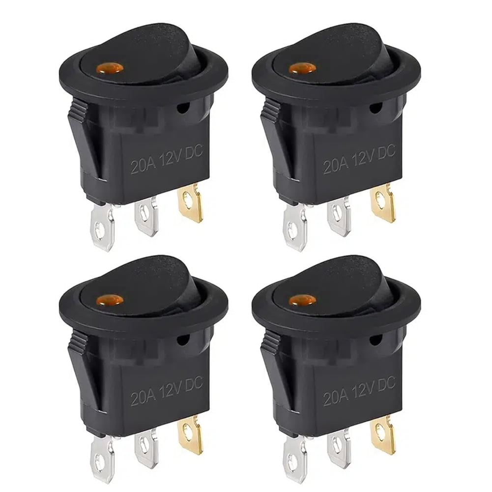 HIPKZ 4Pcs Lighted Rocker Waterproof Dc 12V 20A Round Rocker Toggle 3 ...