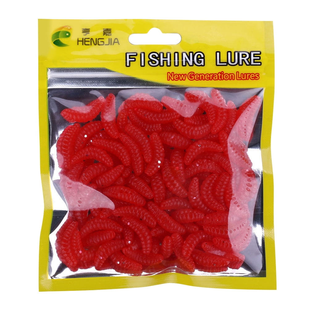 HIPKZ 50Pcs 20mm Artificial Bread Worm Baits Maggot Grub Soft Fishing ...
