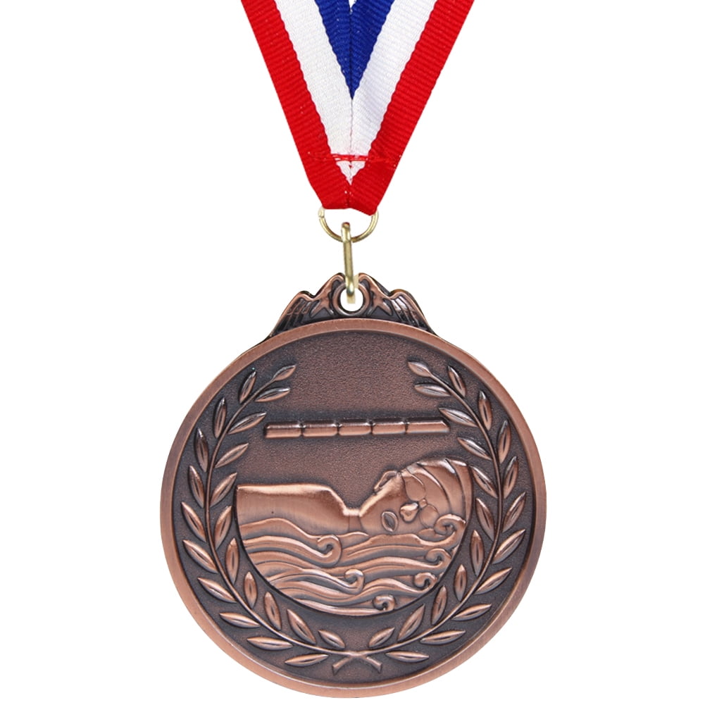 HIPKZ 6.5cm Swimming Medal Sports Rewards with Neck Ribbon Metal Winner ...