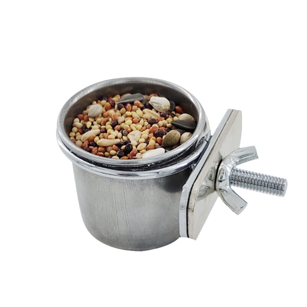 HIPKZ Bird Cage Hanging Bowl Stainless Steel Bird Feeding Dish Cup with ...