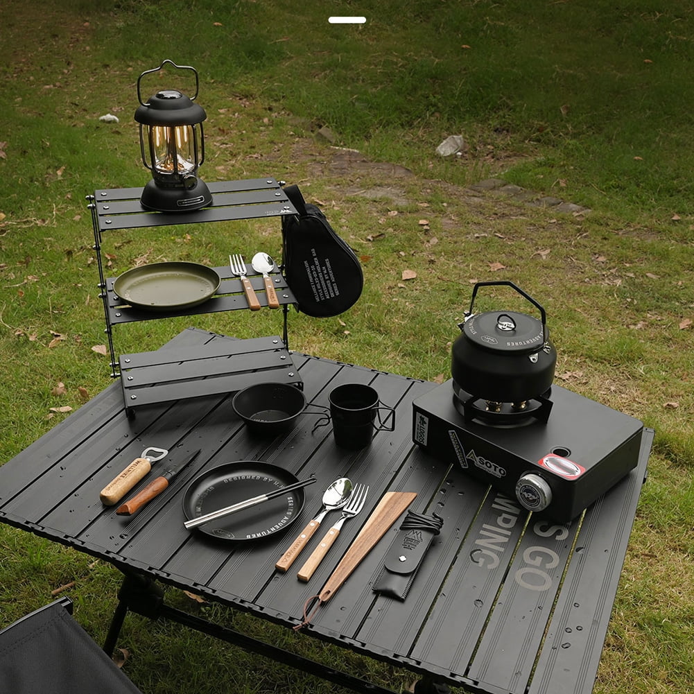 HIPKZ Camping Plates Tactical Dinner Plate Portable Metal Blackened ...