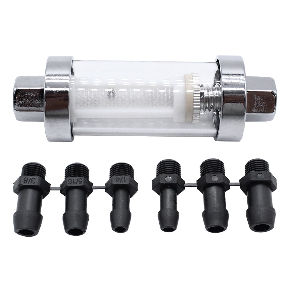 HIPKZ Car Fuel Filter with 6 Connectors Reusable Inline Fuel Filter ...