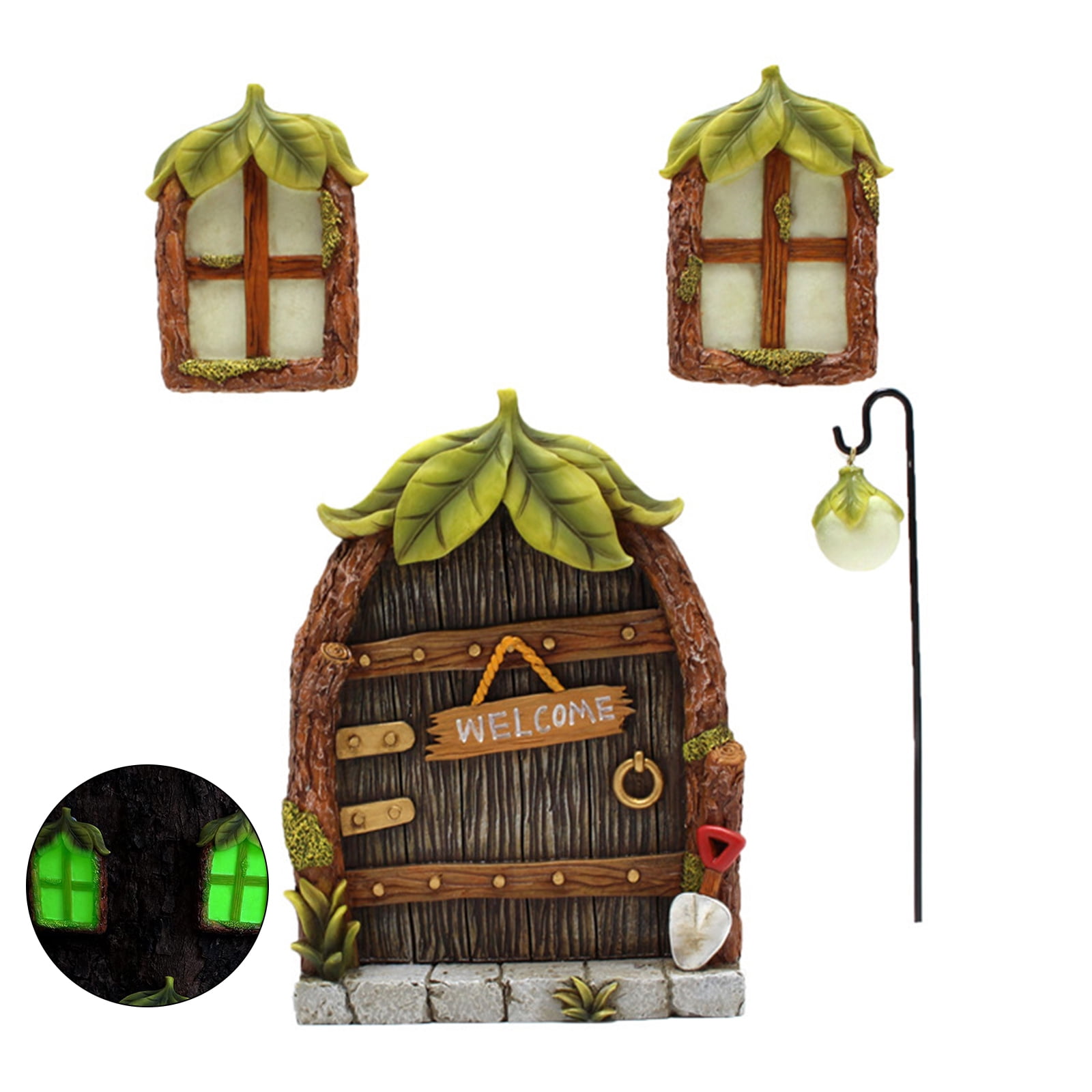 HIPKZ Fairy Tale Gate Figurines Resin Miniature Garden Window Door ...