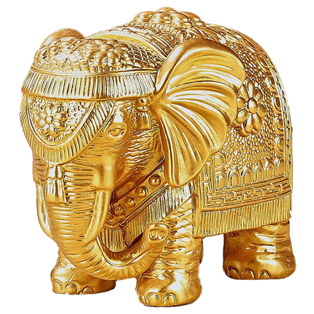 HIPKZ Gold Elephant Statue Wealth Lucky Elephant Figurine Brings Good ...