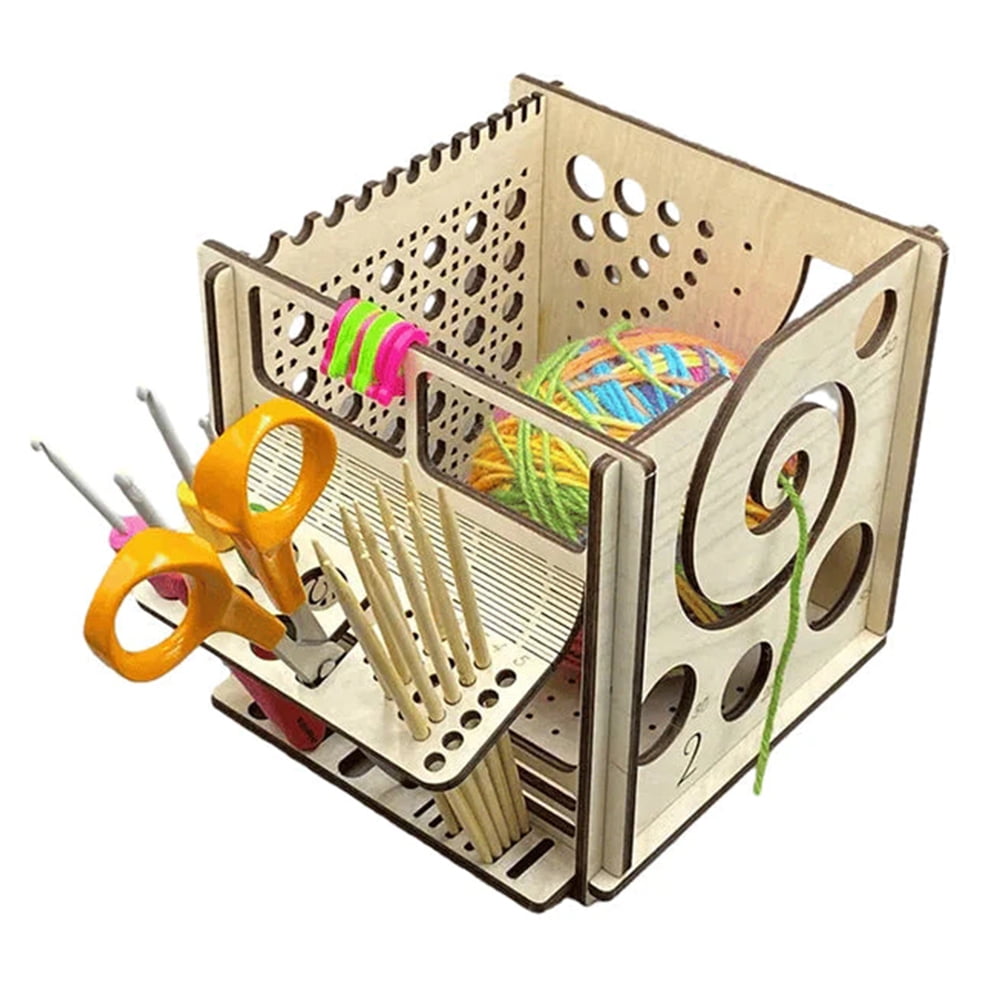 HIPKZ Knitting Yarn Bowl All-in-one Wooden Yarn Bowl Storage Crocheting ...