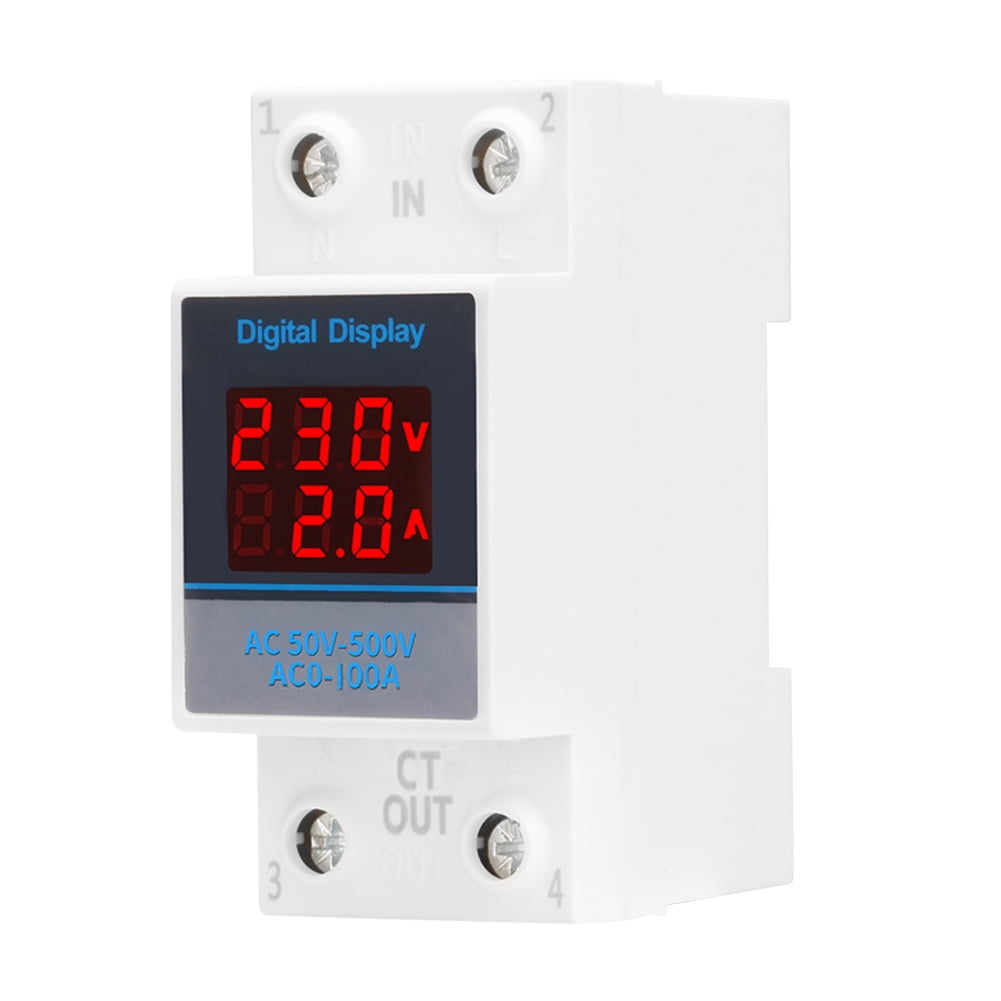 HIPKZ Led Digital Volt Amp Tester Detector Din Rail Multimeter Voltage ...