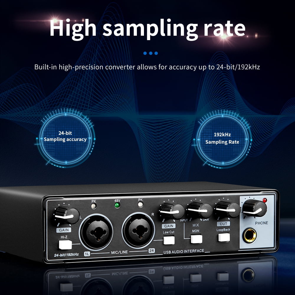 HIPKZ Md22 Portable Professional Sound Card 24-bit/192 Khz Usb Audio ...