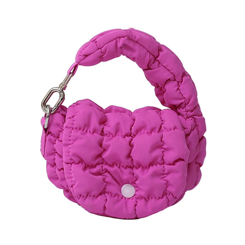 HIPKZ Mini Puffer Tote Bag for Women Quilted Wrist Handbag Nylon Padded ...