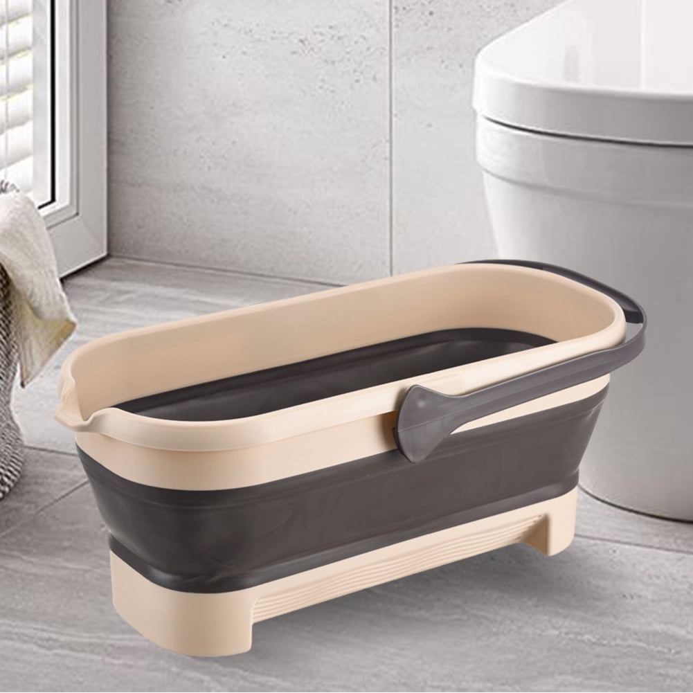 HIPKZ Plastic Rectangular Foldable Mop Bucket with Handle Portable ...