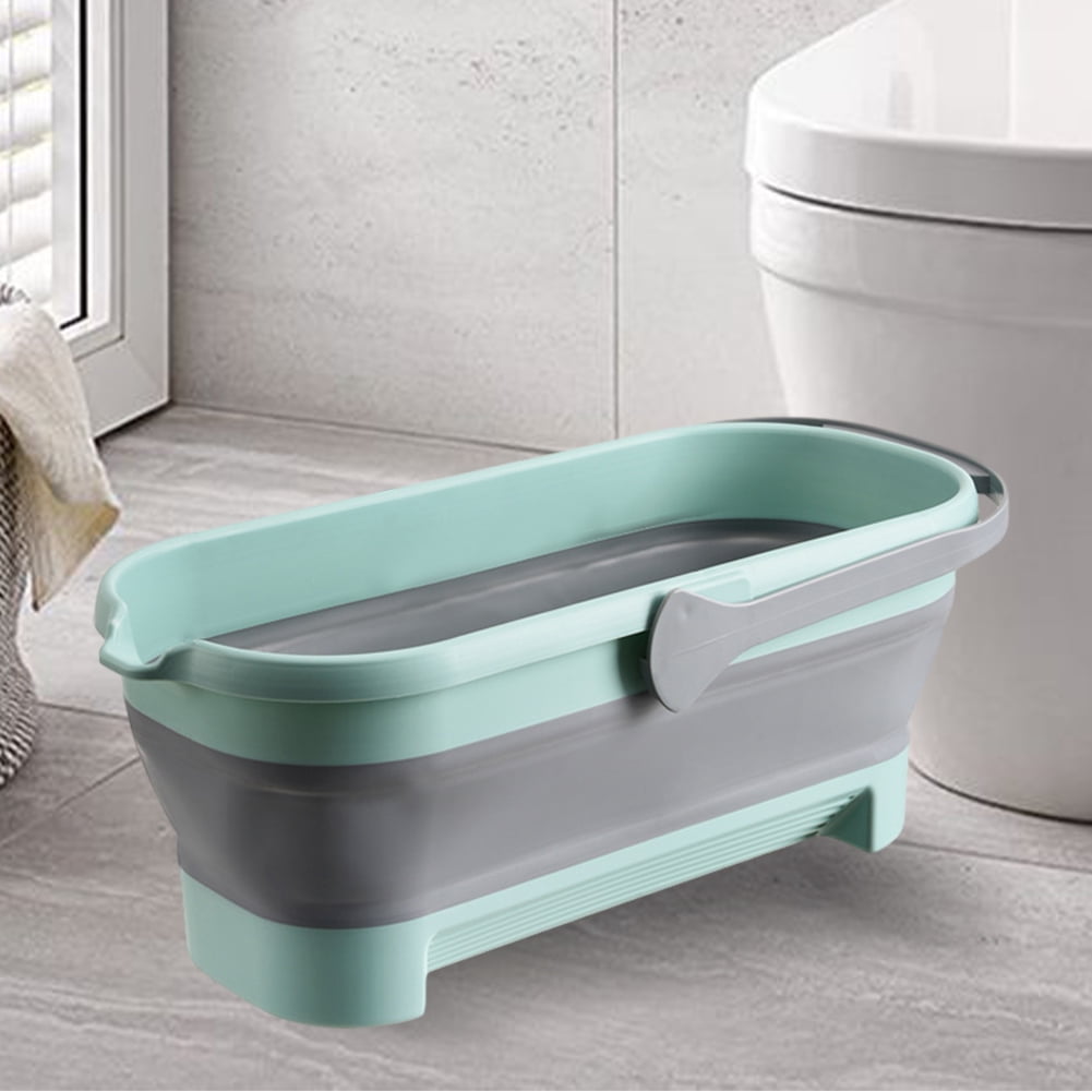 HIPKZ Plastic Rectangular Foldable Mop Bucket with Handle Portable ...