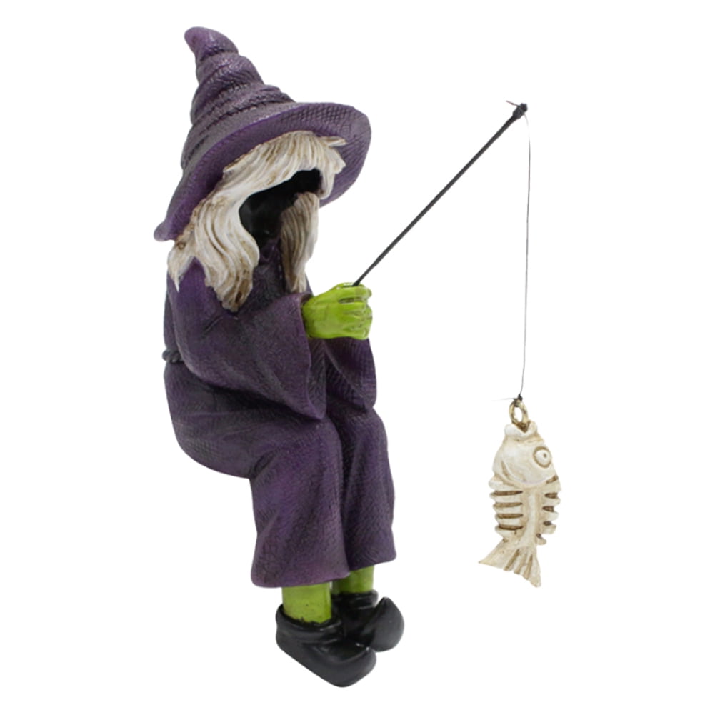 HIPKZ Resin Home Purple Witch Fishing Ornament Craft Funny Halloween ...