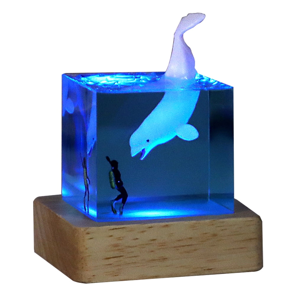 HIPKZ Whale Diver Night Light Cube with Light Decorative Marine Whale ...