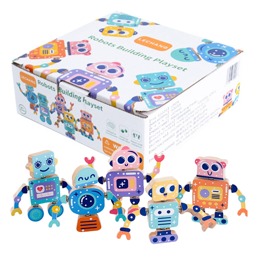HIPKZ Wooden Snap-together Building Toys Robot Building Blocks ...