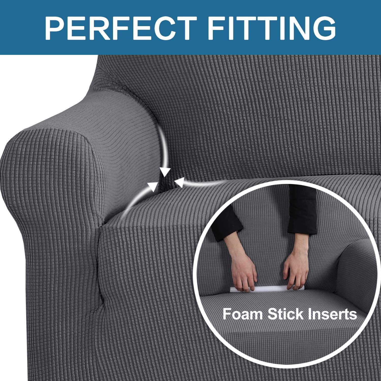 HIPOTY Stretch Sofa for 3 Cushion Couch Bundle Loveseat Cover Spandex ...