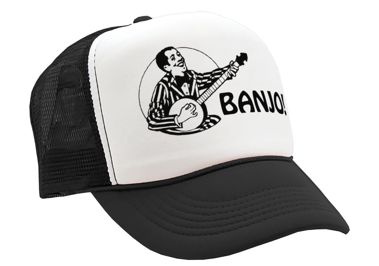 HIPSTER BANJO - deliver music hills - Vintage Retro Style Trucker Cap ...