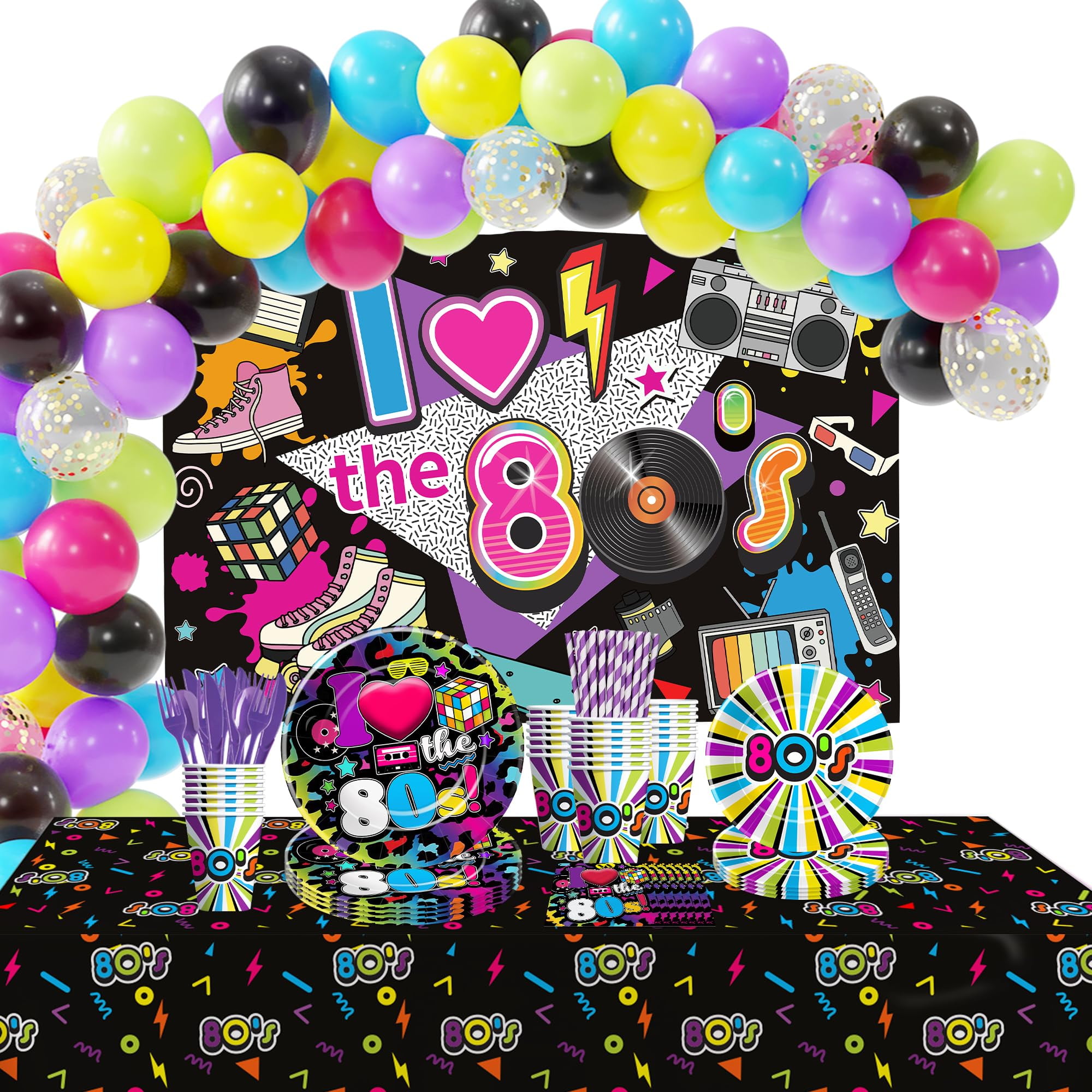 HIPVVILD 80's Party Decorations CM31 - 80's Theme Party Plate, Cup ...