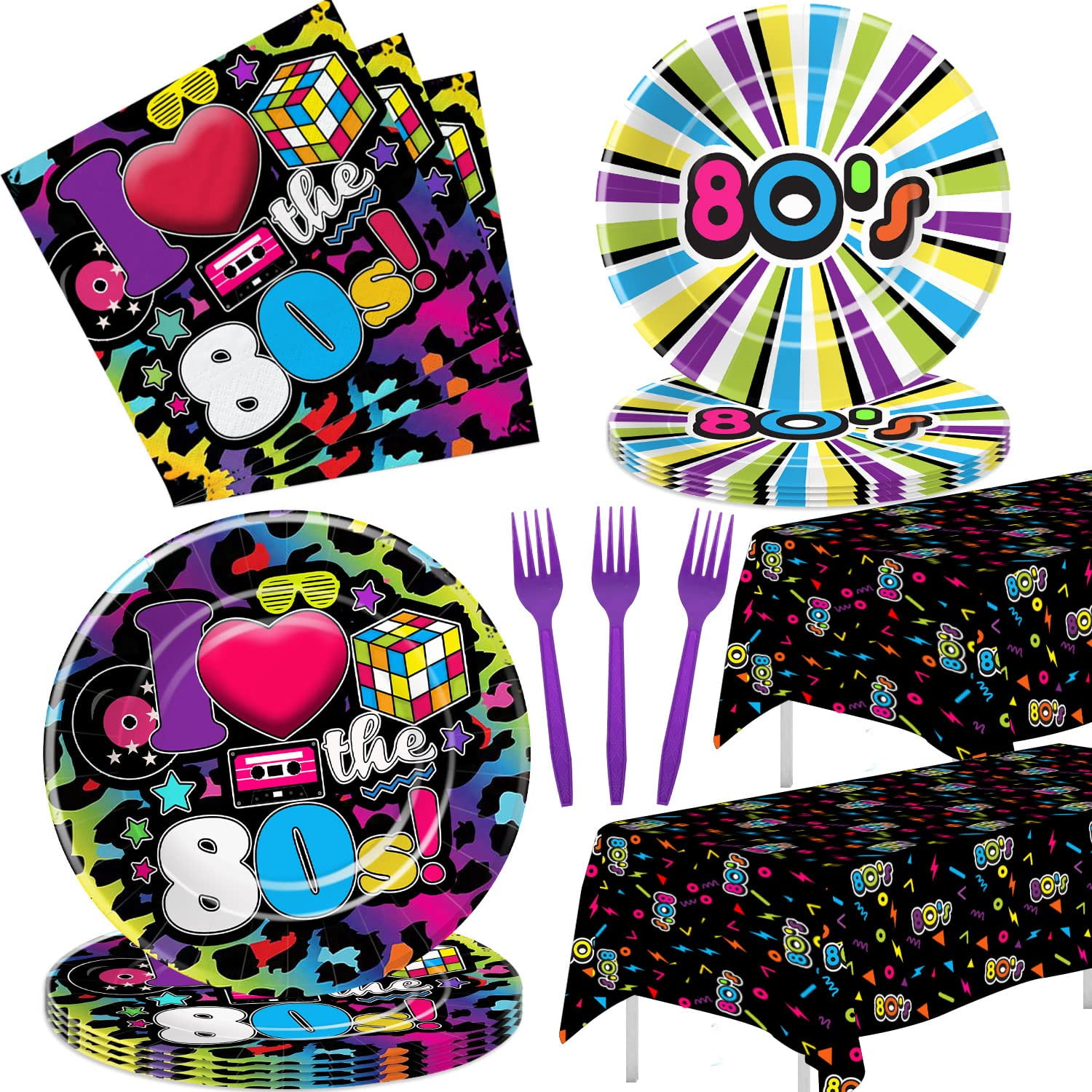 HIPVVILD 80's Party Decorations Tableware - AIS1 80's Theme Party 80s ...