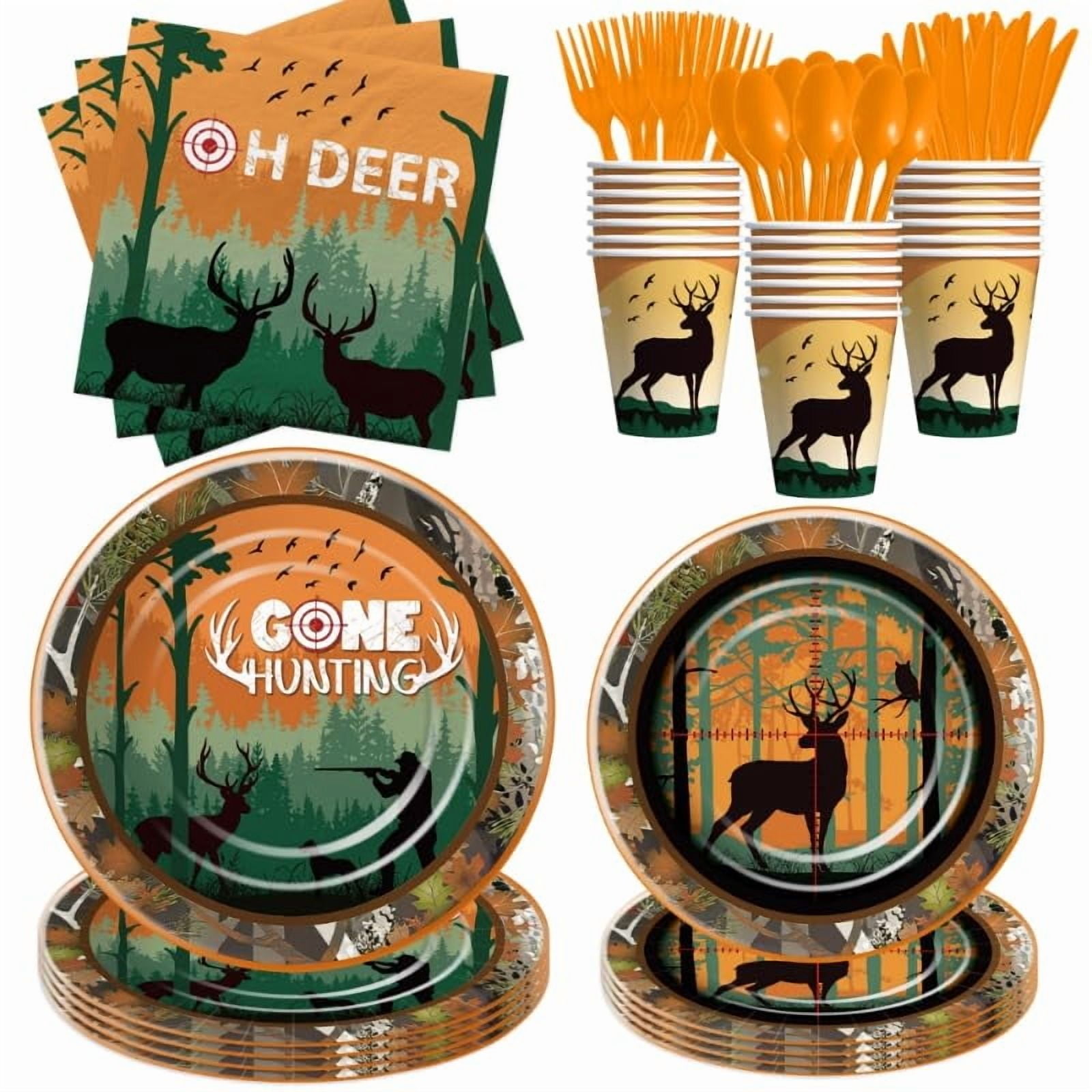 HIPVVILD Hunting Camo Party Decorations Tableware - Oh Deer Camouflage ...