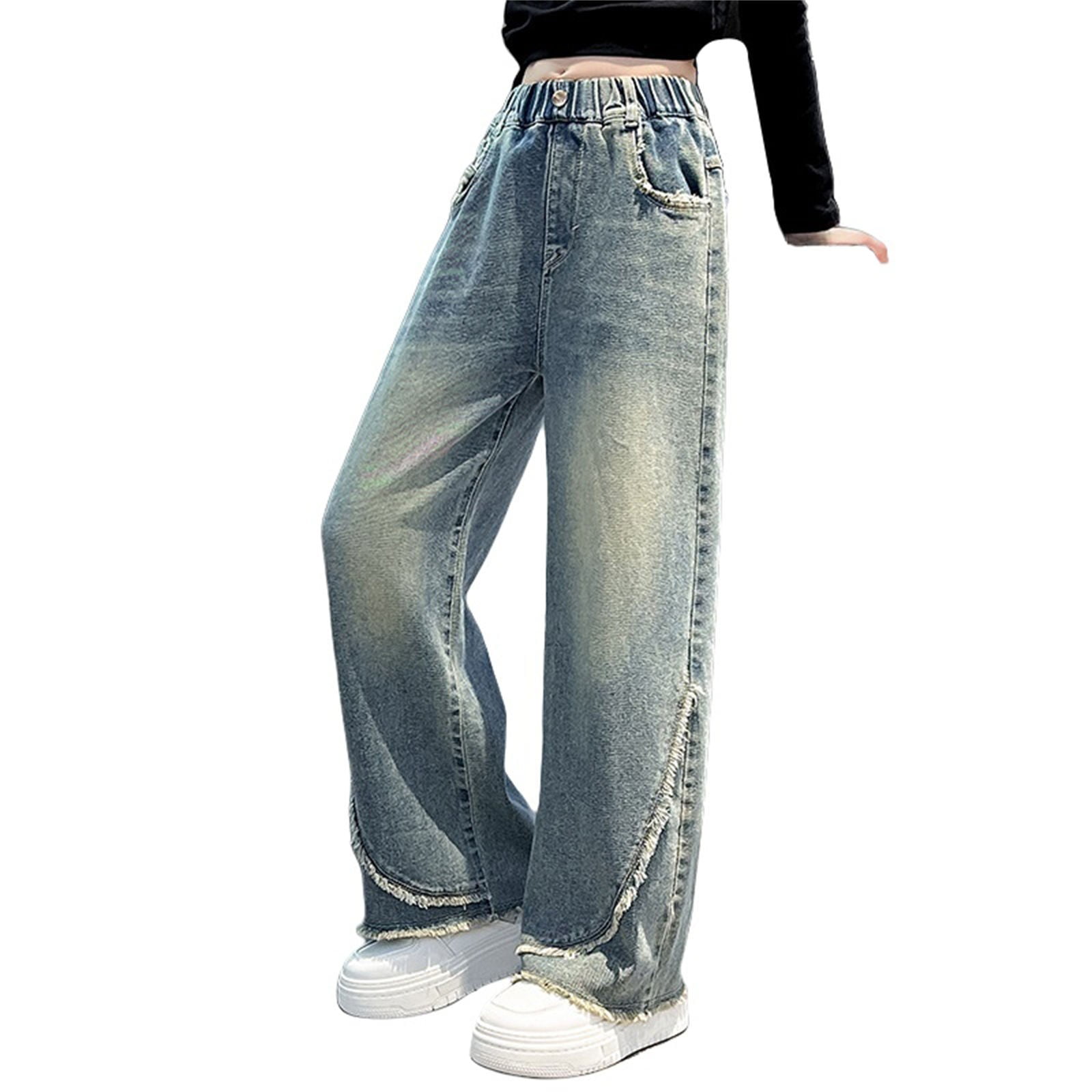 HIPYLO Grey Baggy Jeans Flared Jeans for Girls 10-12 Lounge Pants Girl ...