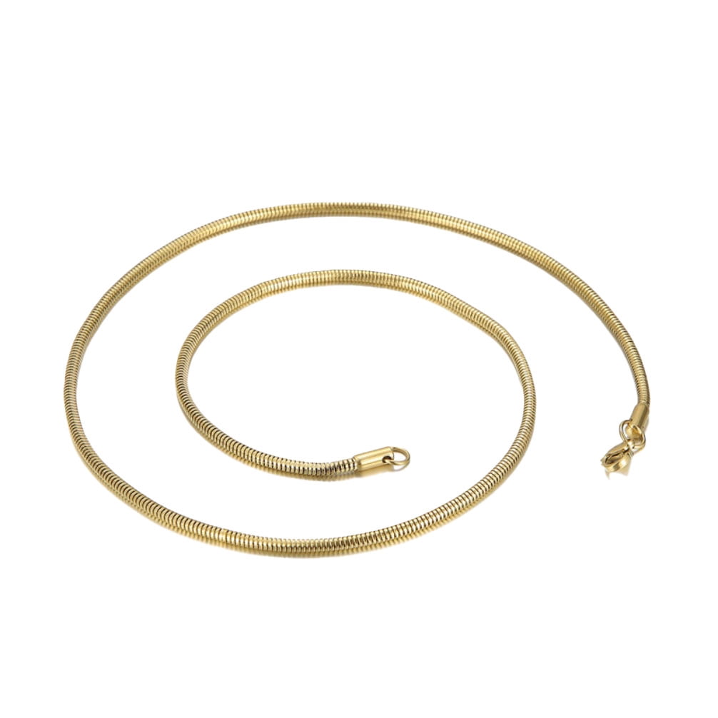 HIRPLIS Round Snake Chain Necklace for Women Men Stainless Steel ...