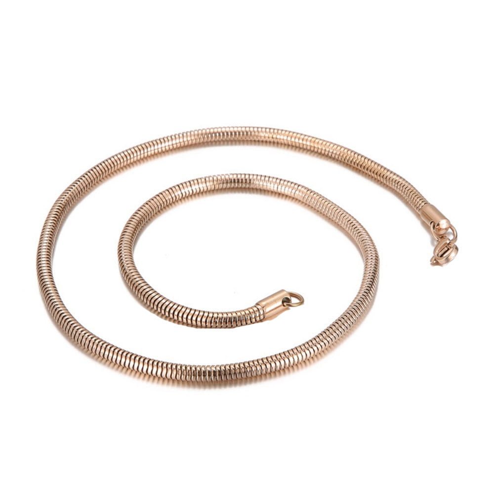 HIRPLIS Round Snake Chain Necklace for Women Men Stainless Steel ...