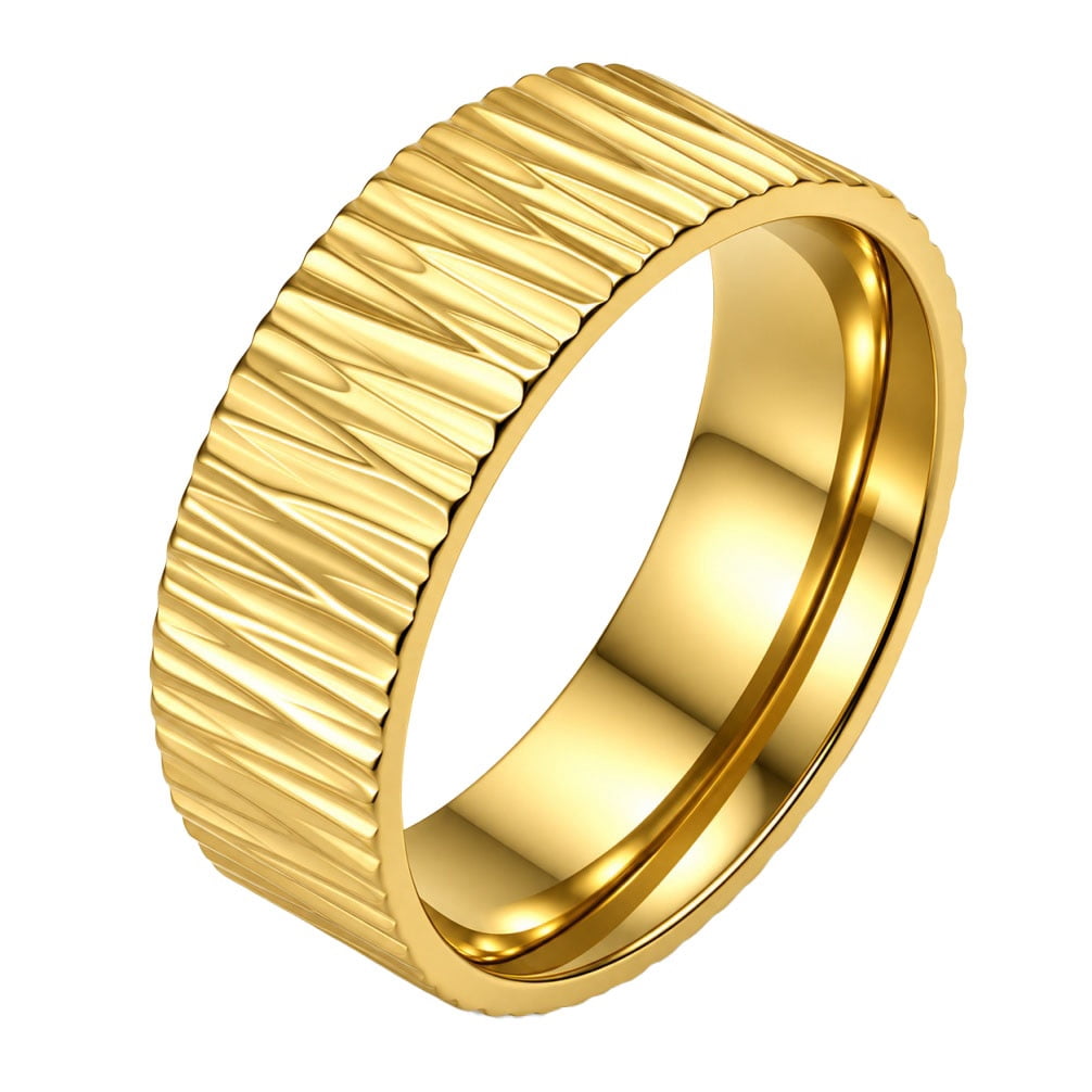 HIRPLIS Tree Bark Textured Ridged Ring for Men Women Geometric ...