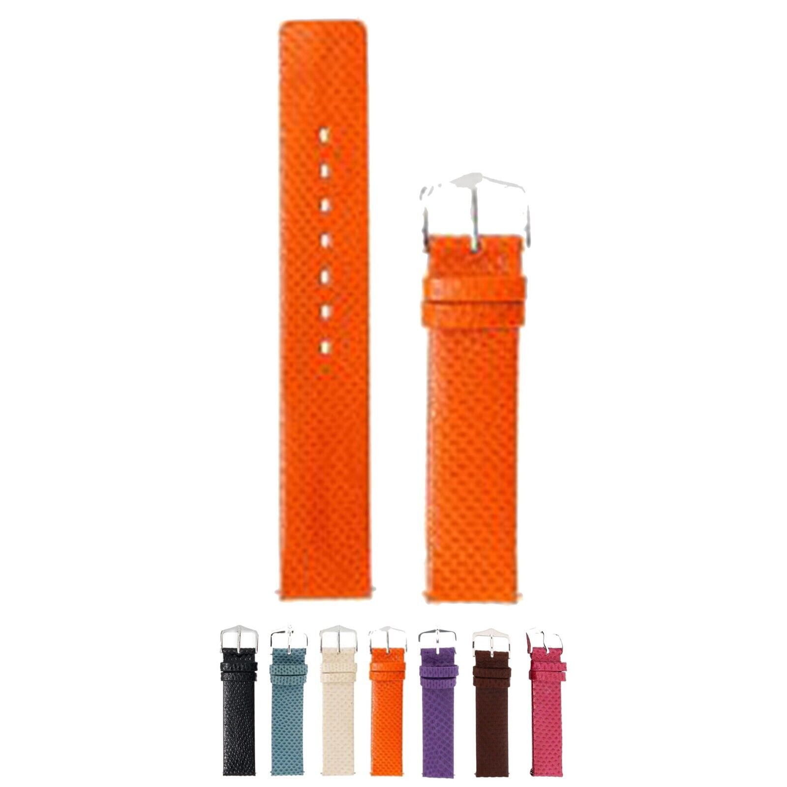 HIRSCH Aqualino Snake Leather Watch Strap - Orange Band / Silver Buckle ...