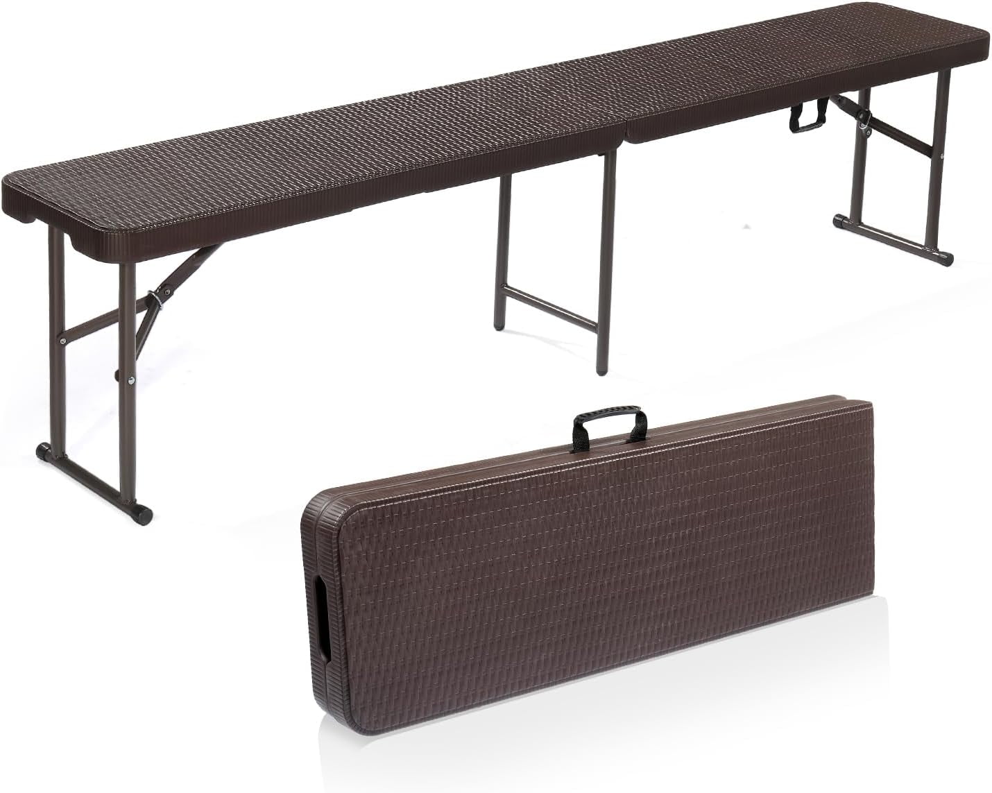 HISAA 6 feet Plastic Folding Bench, Portable in/Outdoor Picnic Party ...