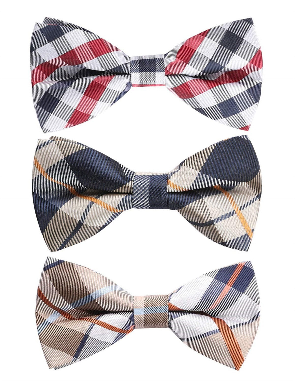 HISDERN 3 Pcs Men Pre-Tied Bow Ties Plaid Bow Tie Formal Business ...
