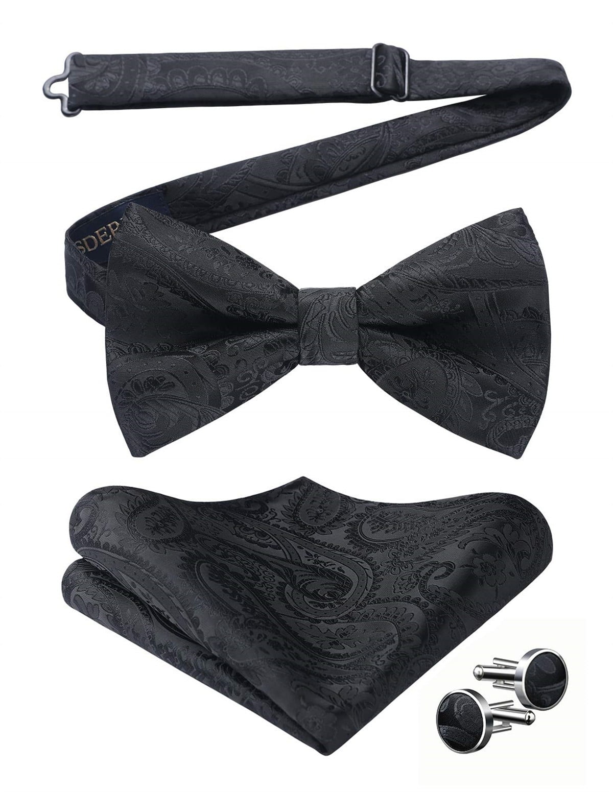 HISDERN Bow Ties for Men Floral Paisley Pre-Tied Bow Tie and Pocket ...