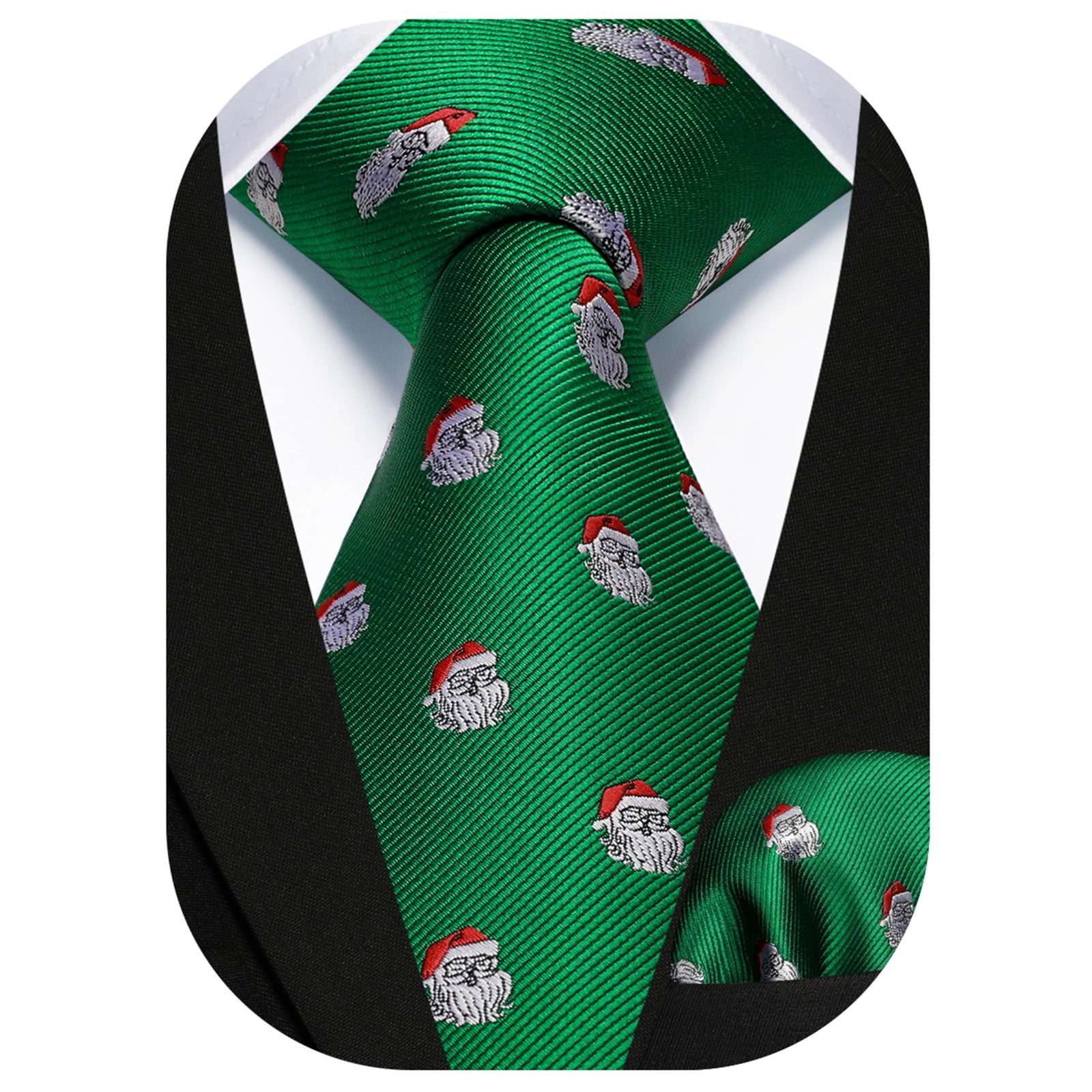 HISDERN Mens Christmas Tie Set Classic Xmas Neckties with Pocket Square ...