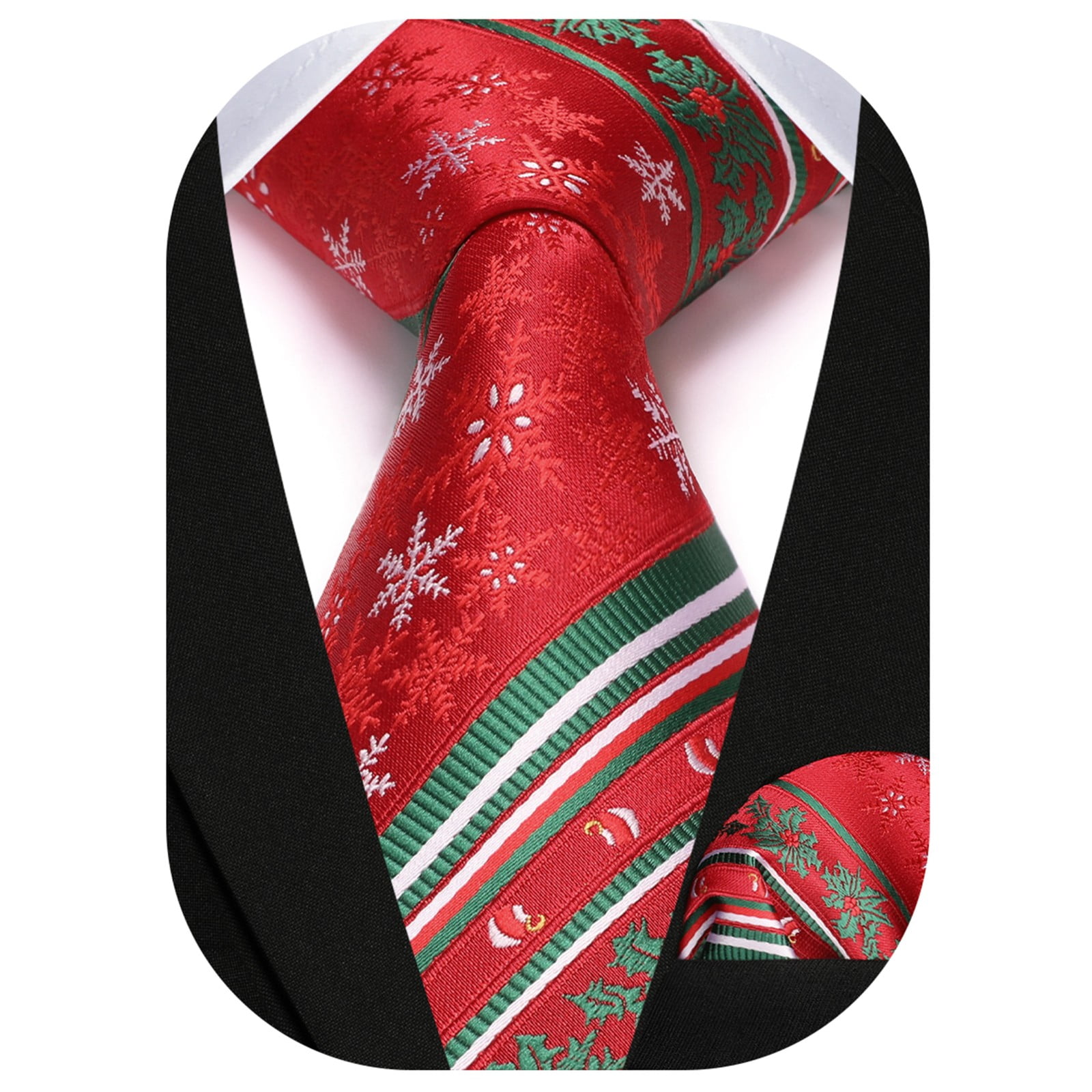 HISDERN Christmas Ties for Men Holiday Festival Funny Tie and Pocket ...