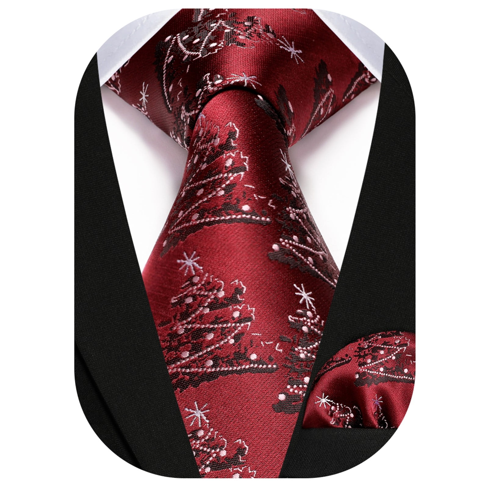 HISDERN Ties for Men Christmas Necktie Pocket Square Set Festival Party ...
