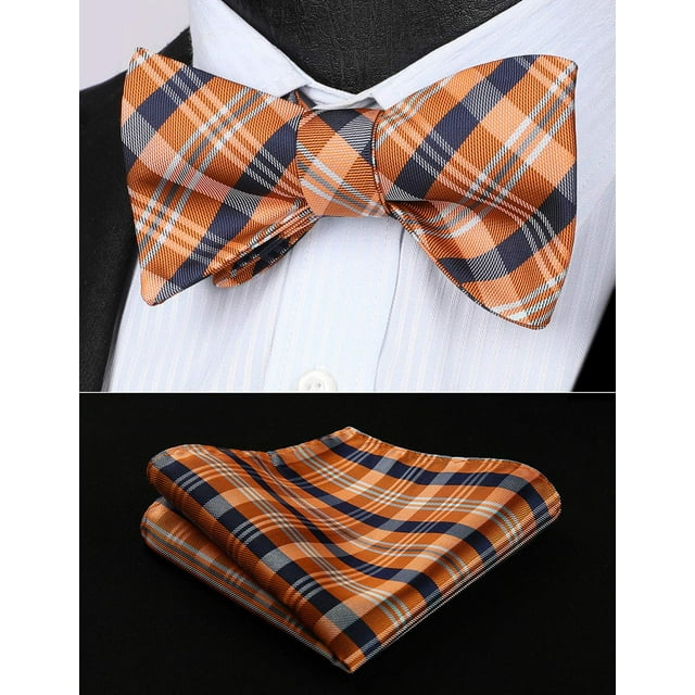 HISDERN Men's Plaid Self-Tie Bow Tie Set for Tuxedo Wedding, Adjustable ...