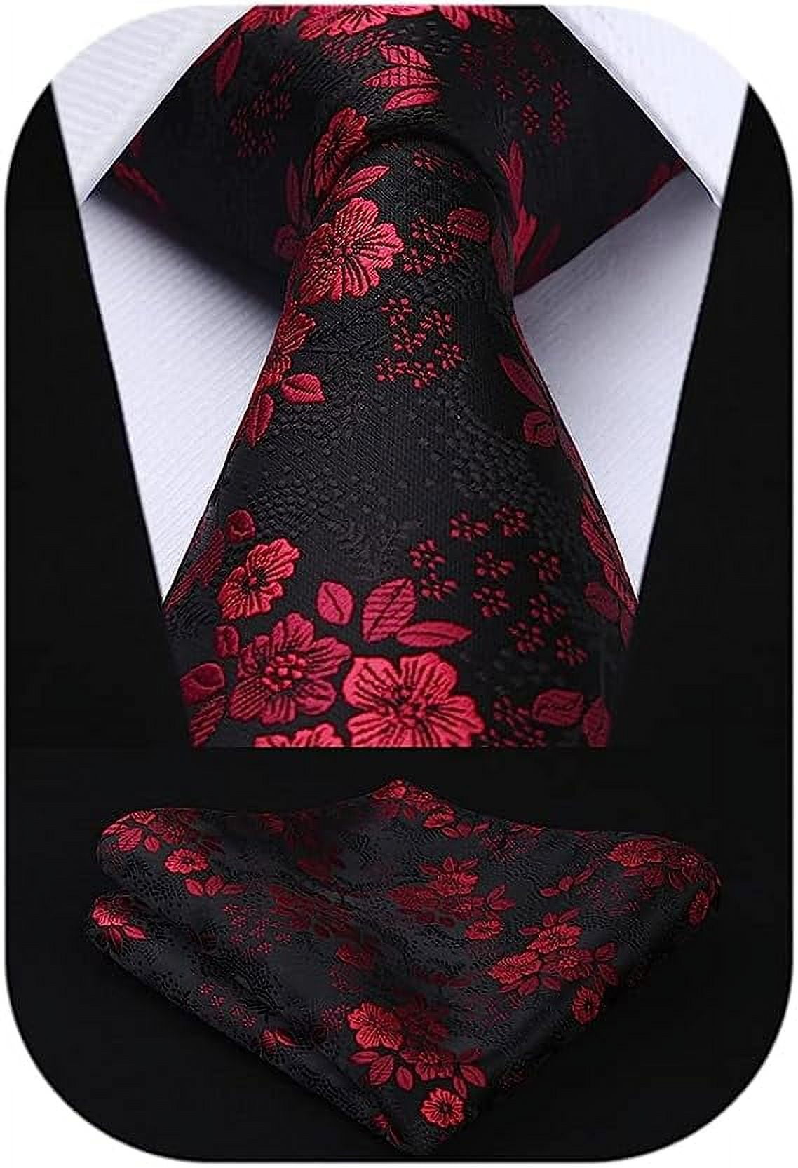 HISDERN Men Floral Ties Woven Classic 3.4" Necktie Set Formal tie ...