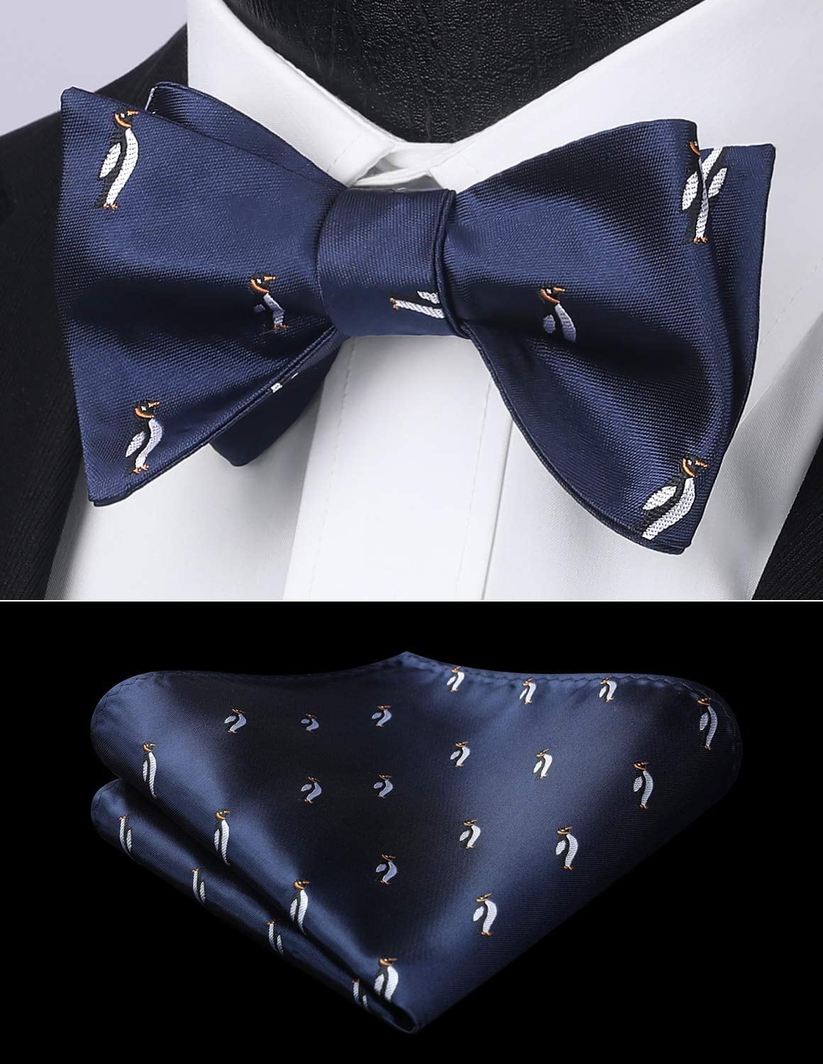 HISDERN Men Formal Blue Bow Ties Classic Floral Paisley Self Bow Tie ...
