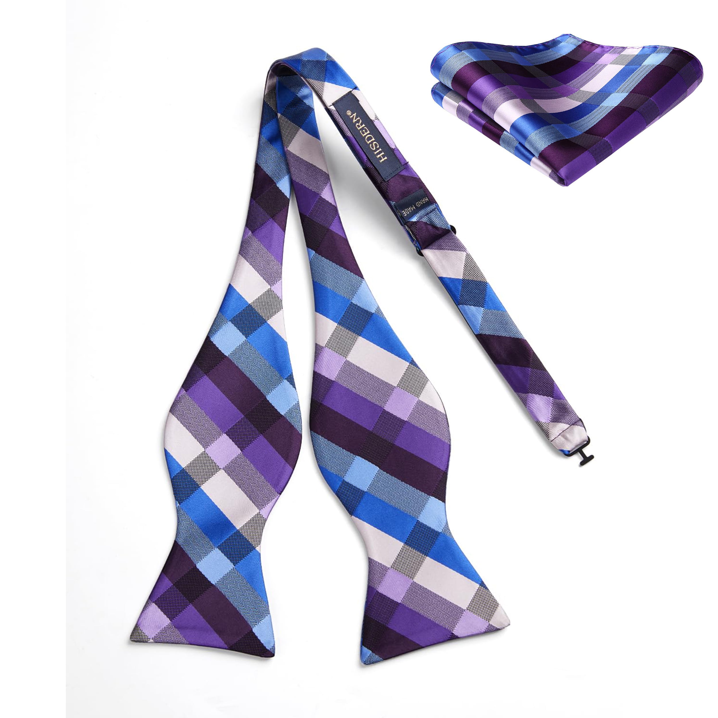 HISDERN Men Purple Plaid Bow Ties Self Tie Bow Tie Formal Bowtie Tuxedo ...