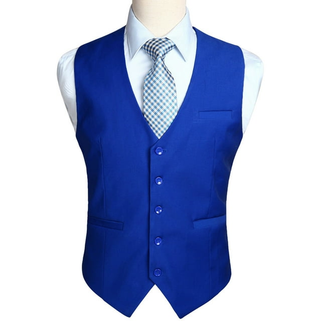 HISDERN Men's Suit Vest Business Formal Dress Waistcoat Vest with 3 ...