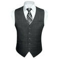 HISDERN Plaid Vest for Men Grey Formal Suit Vests Business V-Ncek Slim ...
