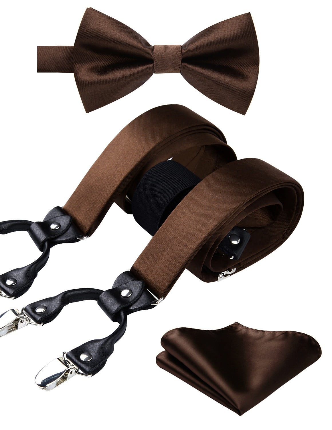 HISDERN Mens Bow Ties and Suspenders Solid Suspender and Bowties ...