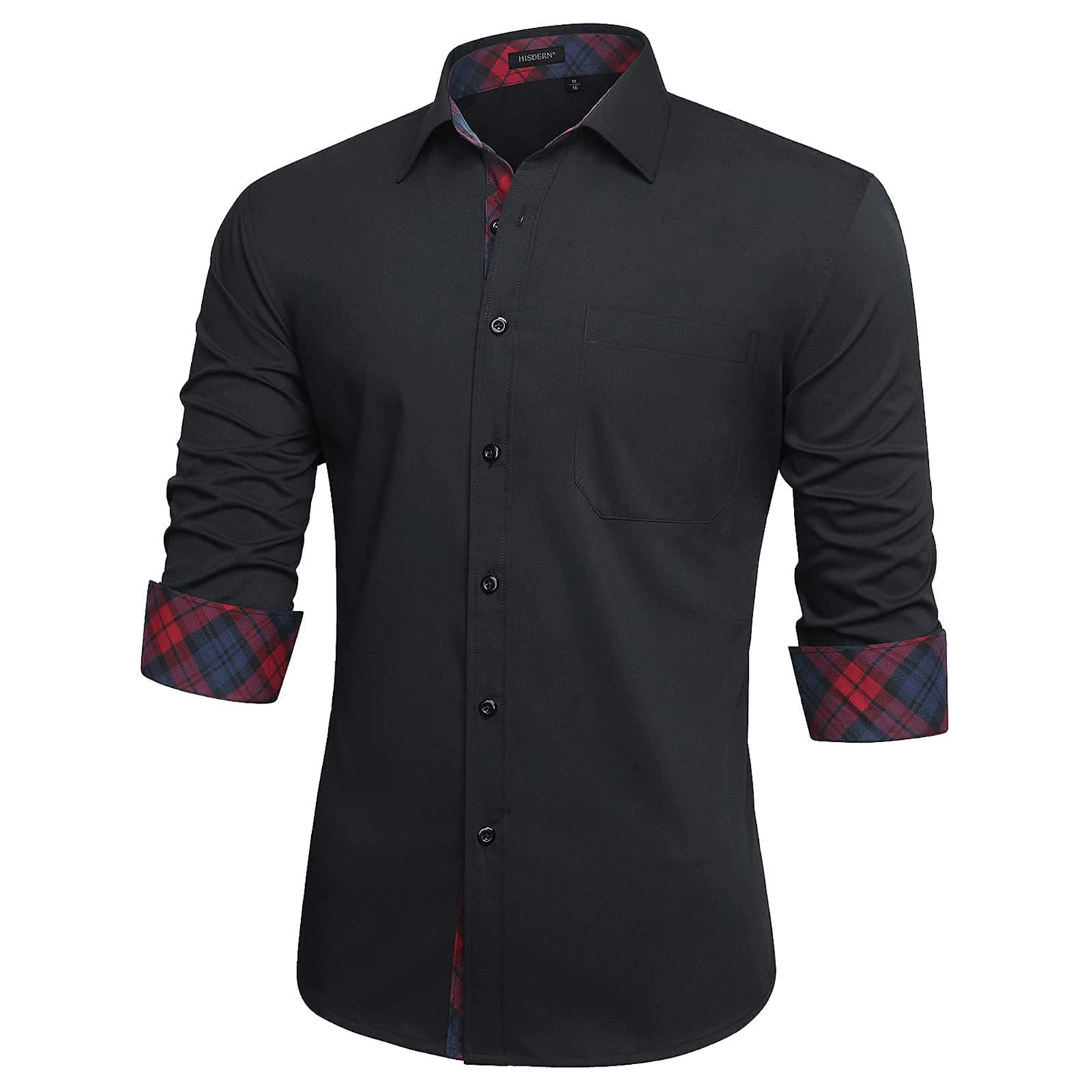 Hisdern Mens Casual Dress Shirts Long Sleeve Button Down Shirts Inner