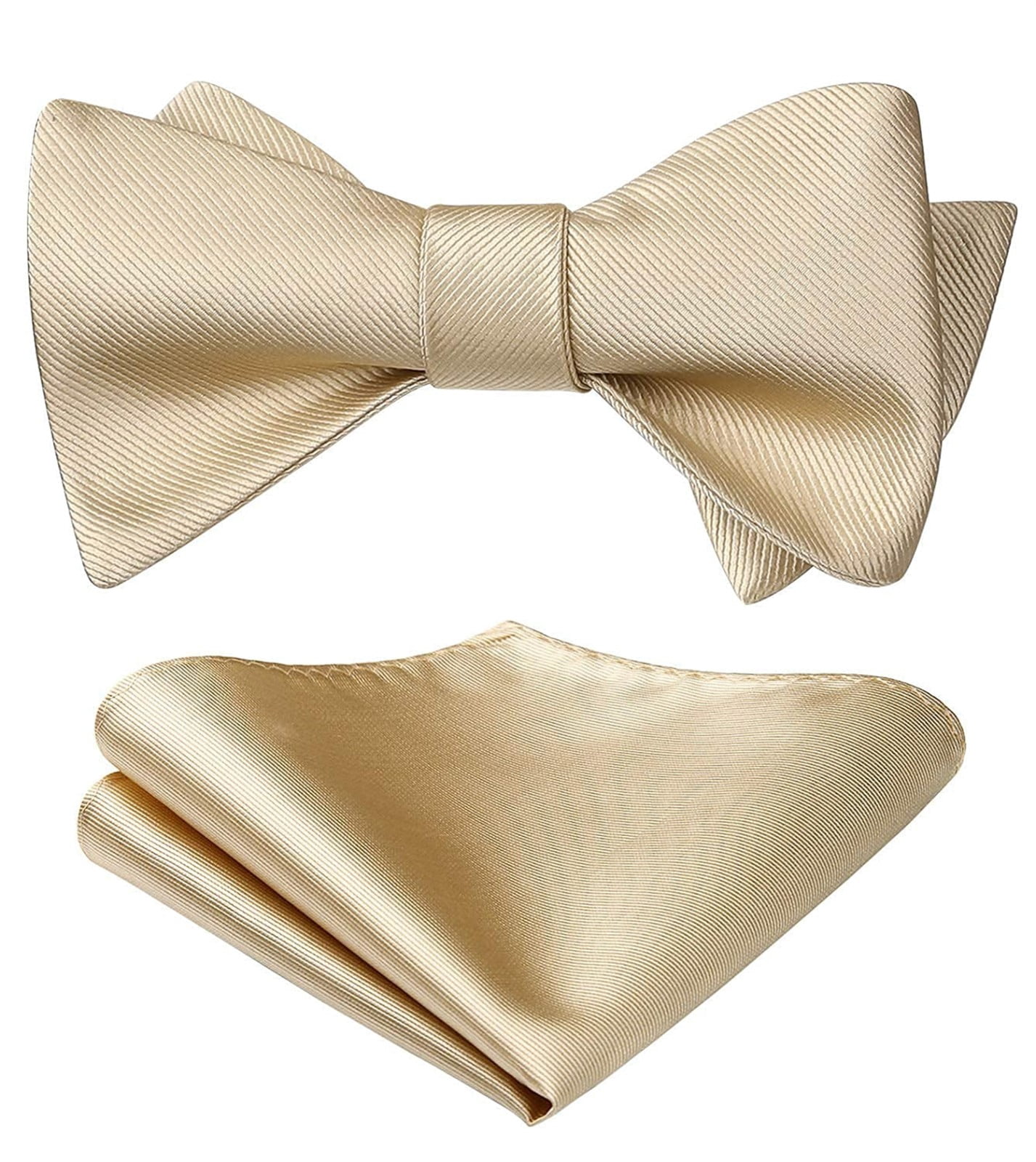 HISDERN Mens Bow Ties Champagne Self Tie Bow Tie Classic Satin Bowties ...