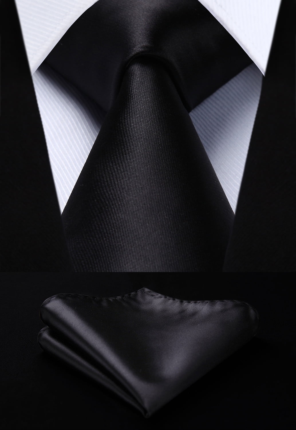 HISDERN Mens Classic Solid Tie & Pocket Square Set, Satin Necktie ...