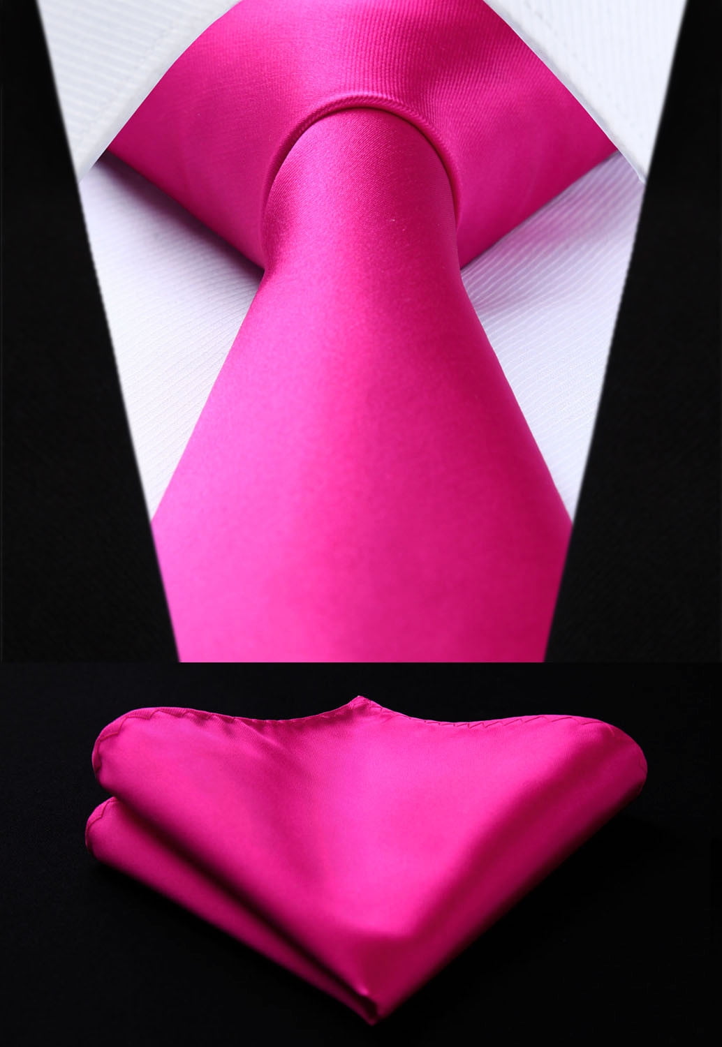 HISDERN Men's Classic Solid Color Tie & Pocket Square Set, Formal Satin ...