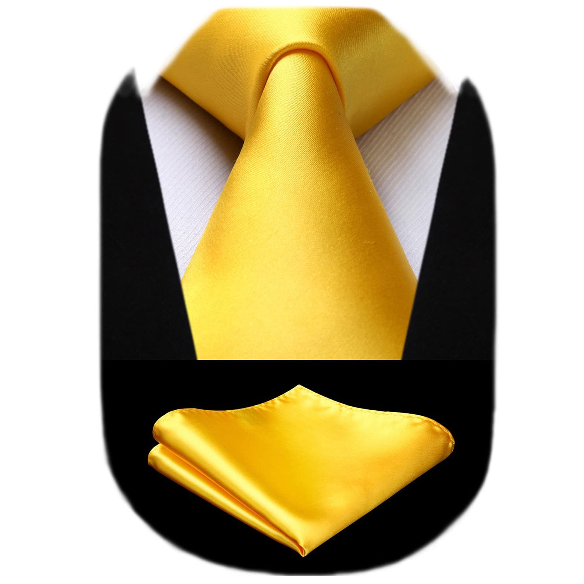 HISDERN Mens Solid Color Ties Formal Satin Necktie and Pocket Square ...