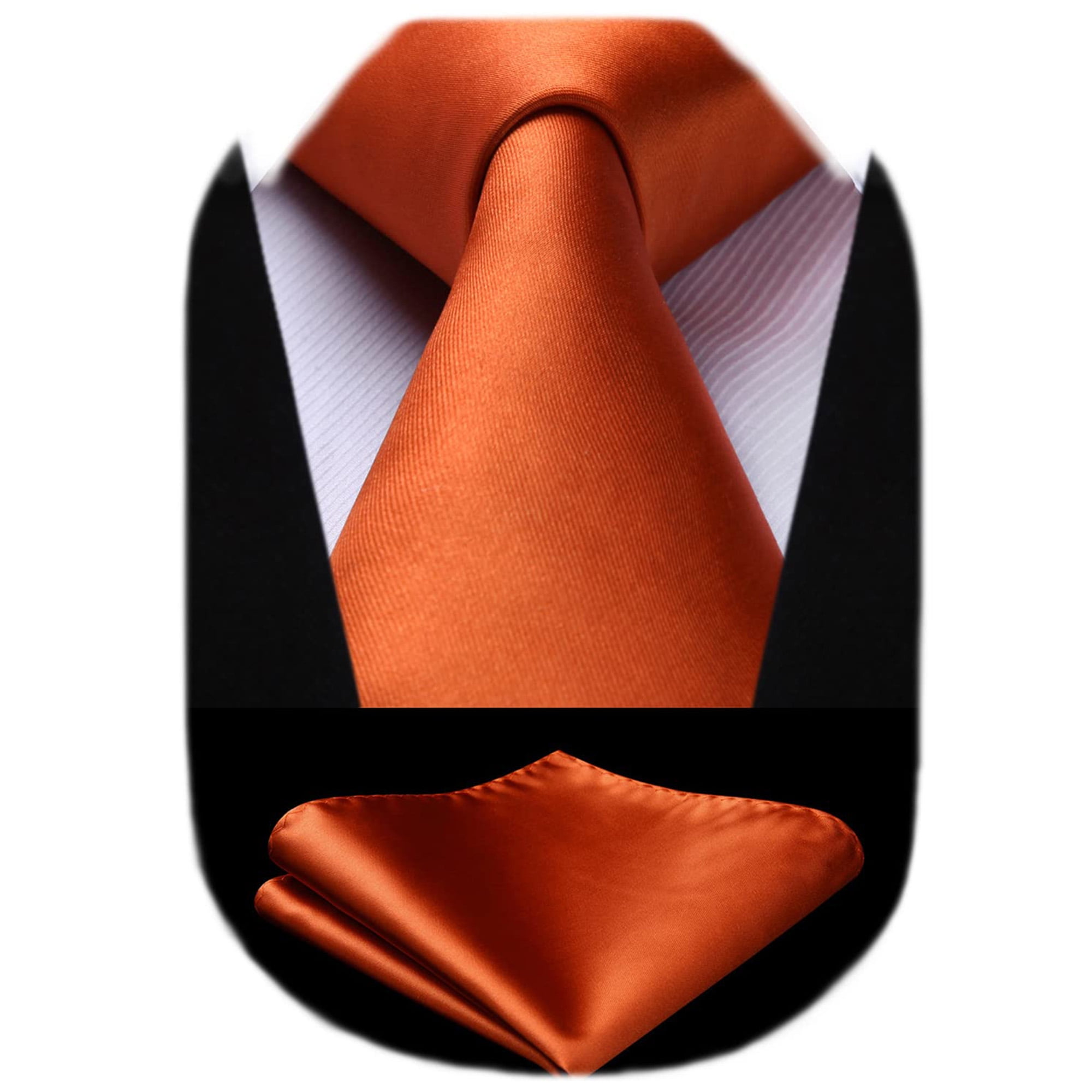 HISDERN Mens Solid Color Ties Formal Satin Necktie and Pocket Square ...