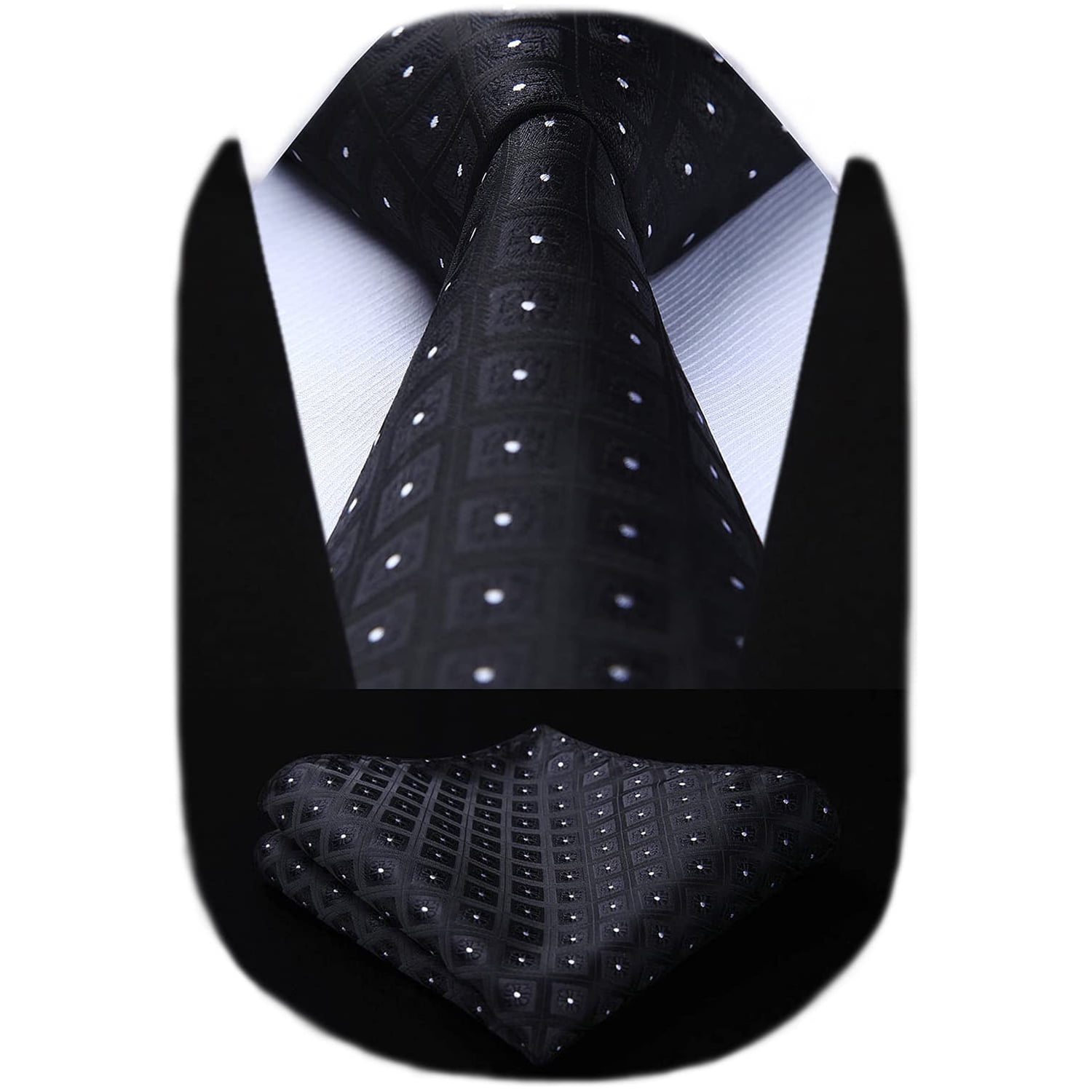 HISDERN Men's Silk Necktie, Plaid Tie & Pocket Square Set, Classic ...