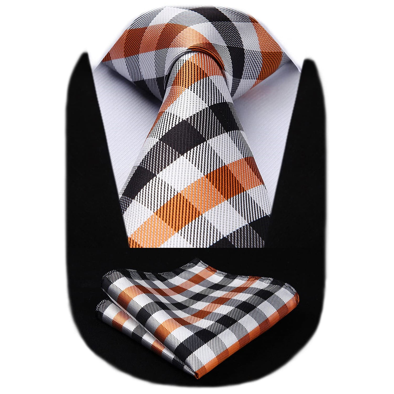 HISDERN Mens Ties Plaid Tie and Pocket Square Set Woven Formal ...