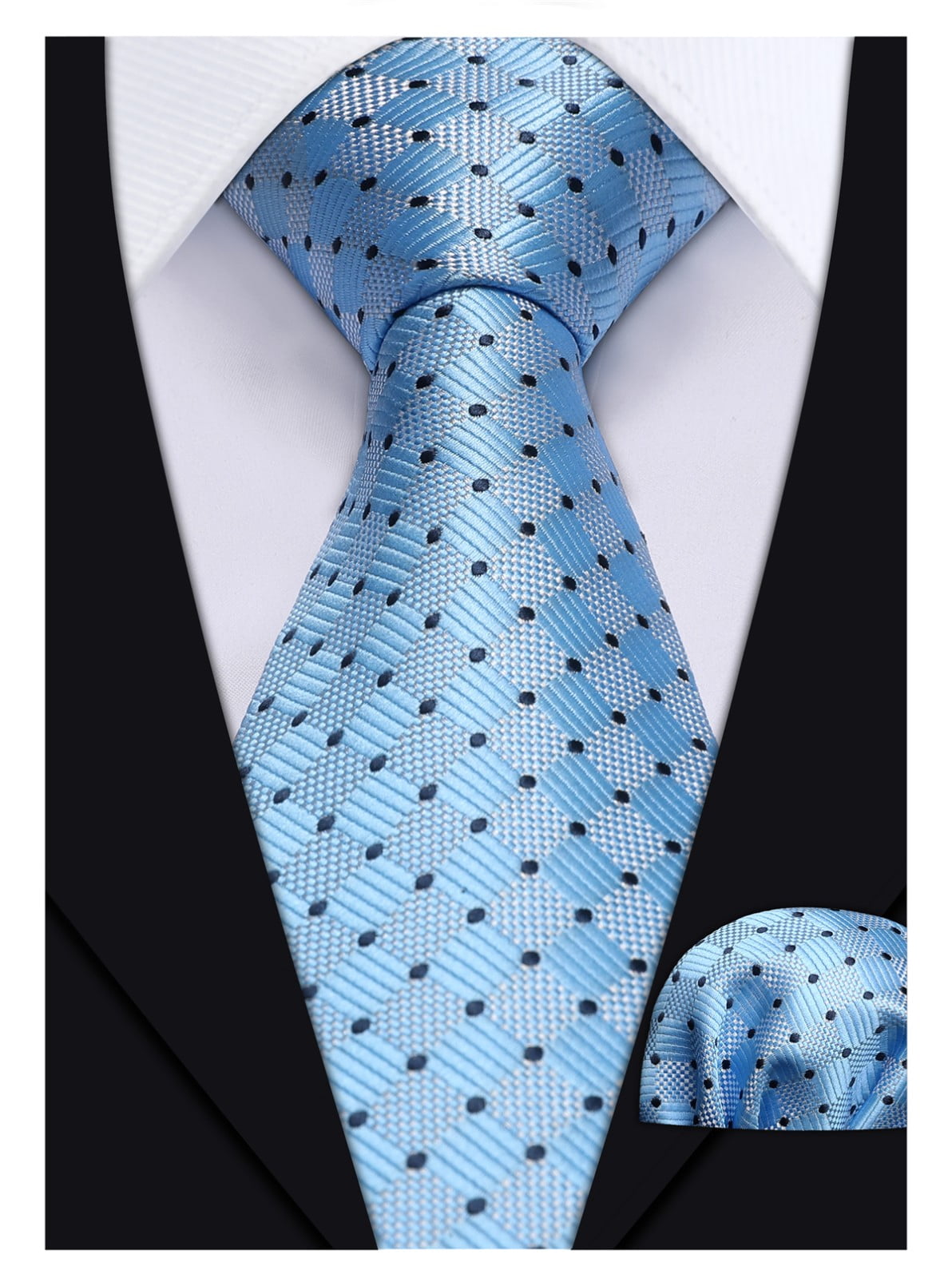 HISDERN Mens Ties Plaid Tie and Pocket Square Set Woven Formal ...